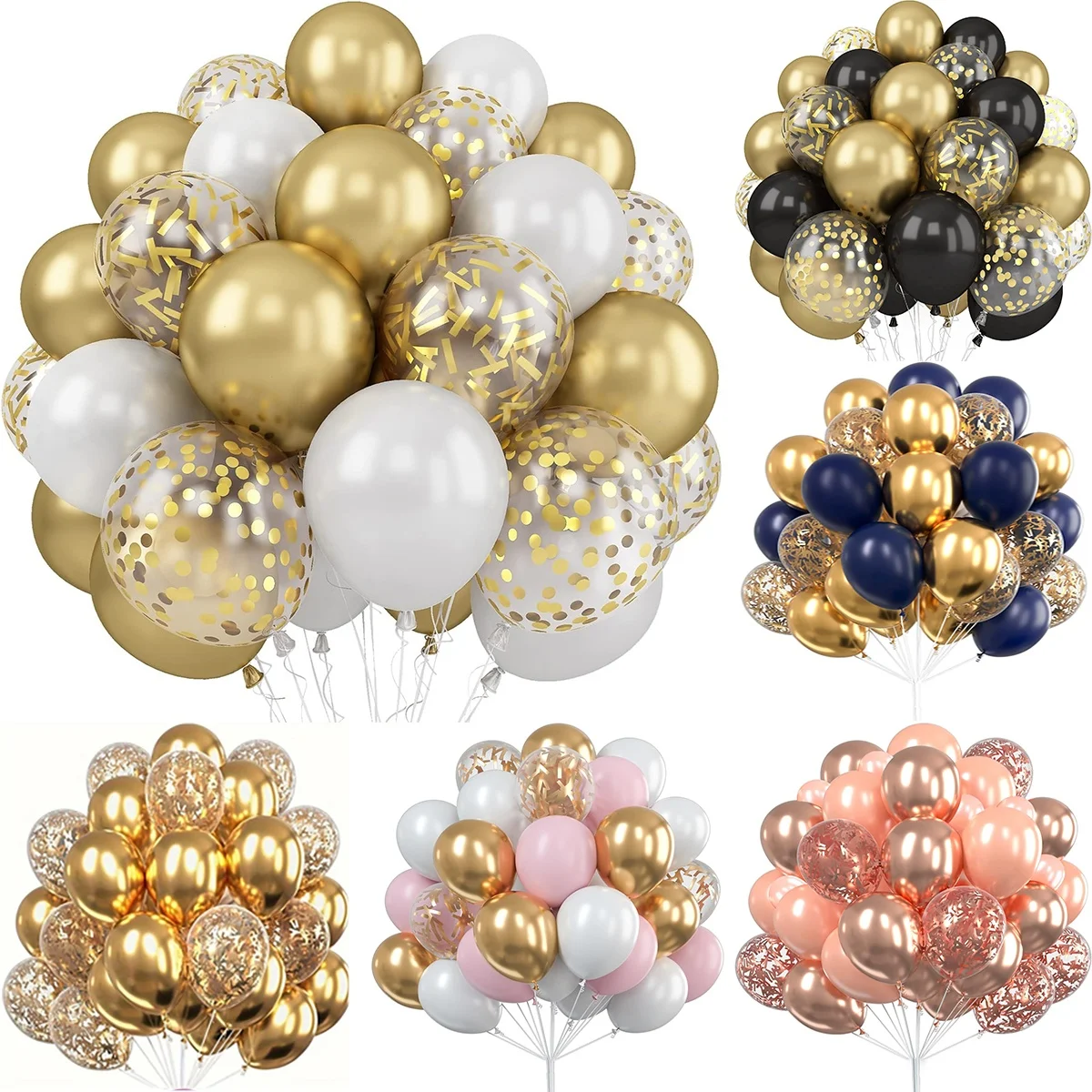 30Pcs-12-Inch-Metallic-Gold-Balloons-Pearl-White-Latex-Balloons-Gold ...