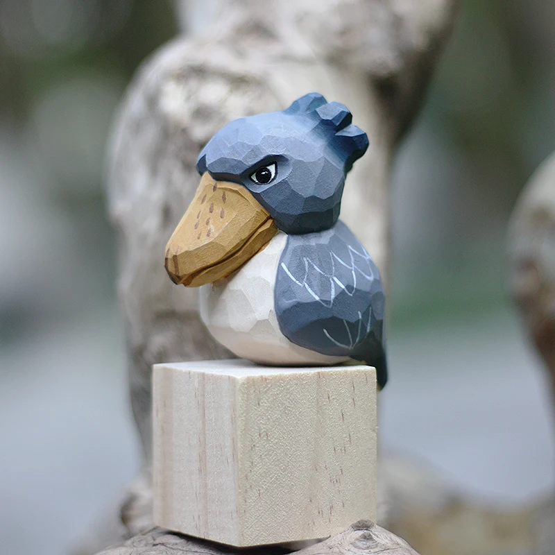 Wooden-Carved-Shoebill-Little-Fat-Bird-Ornament-Pure-Handmade-Solid ...