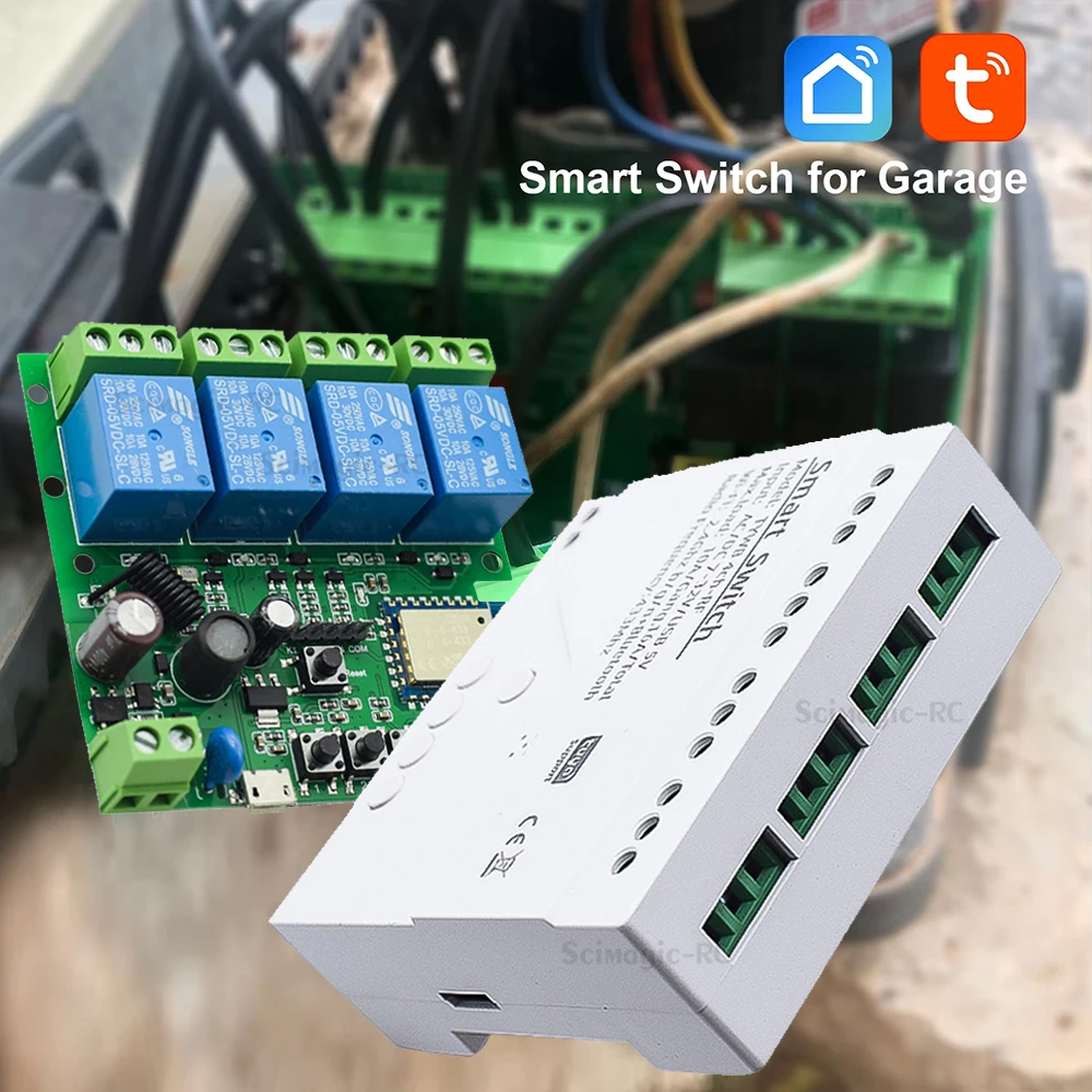 1 2 4 Channel WIFI Smart Switch Relay Module for Garage Gate Door Tuya ...