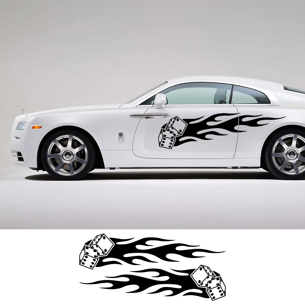 Car-Side-Stickers-Graphics-Flame-Dice-Sport-Styling-Vinyl-Film-Trim ...