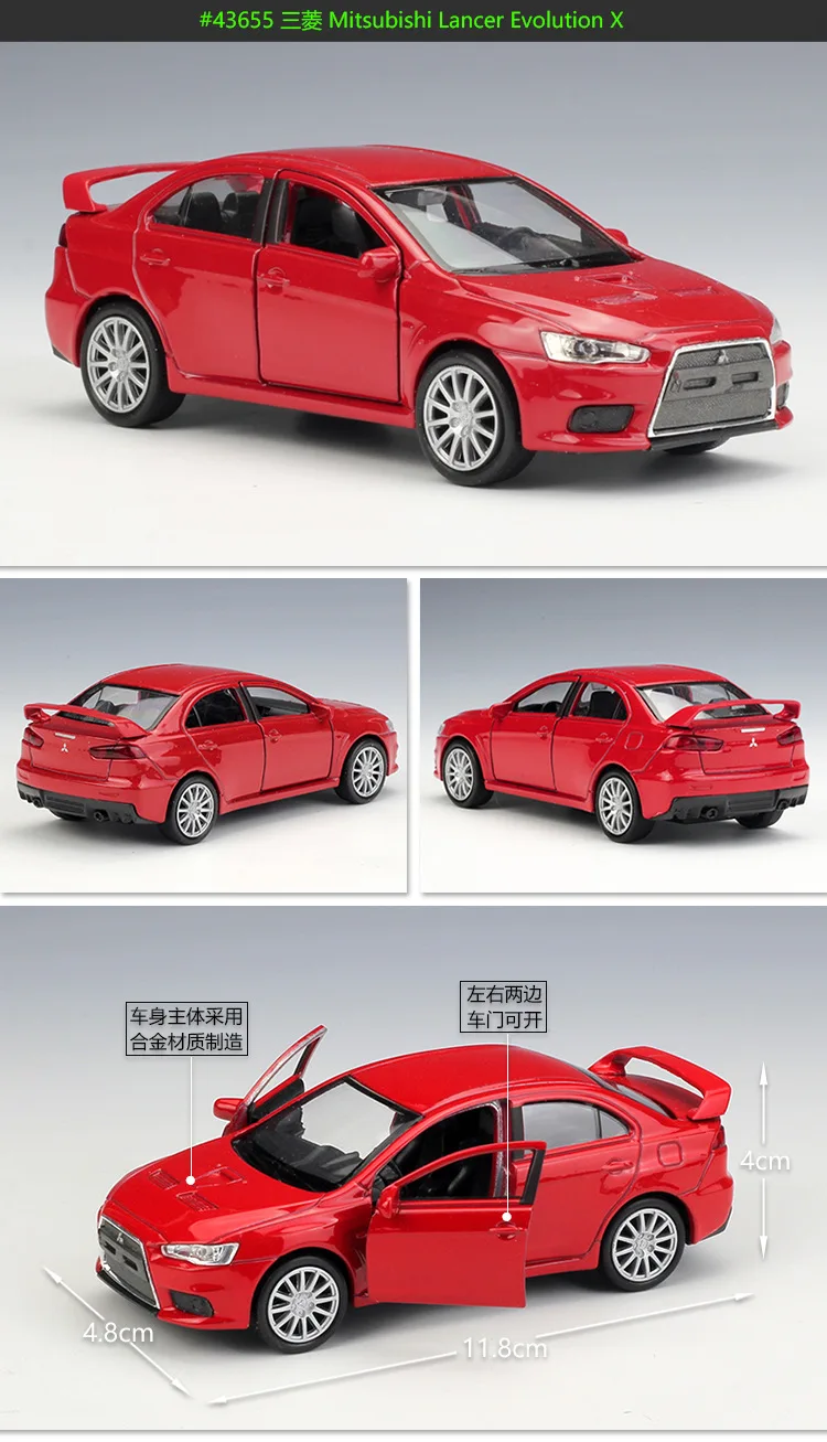 Rouge Avec boîte - 1:36 Mitsubishi Lancer Evolution X Alloy Pull Back ...