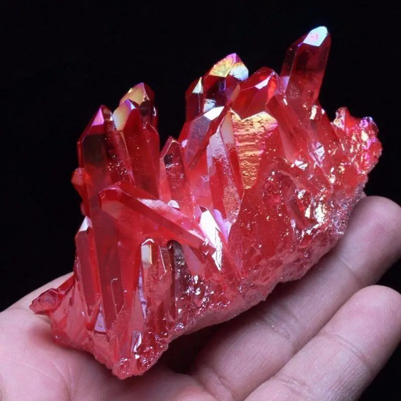 Cuarzo-Natural-rojo-Aura-cristal-titanio-esp-cimen-de-racimo-piedra ...