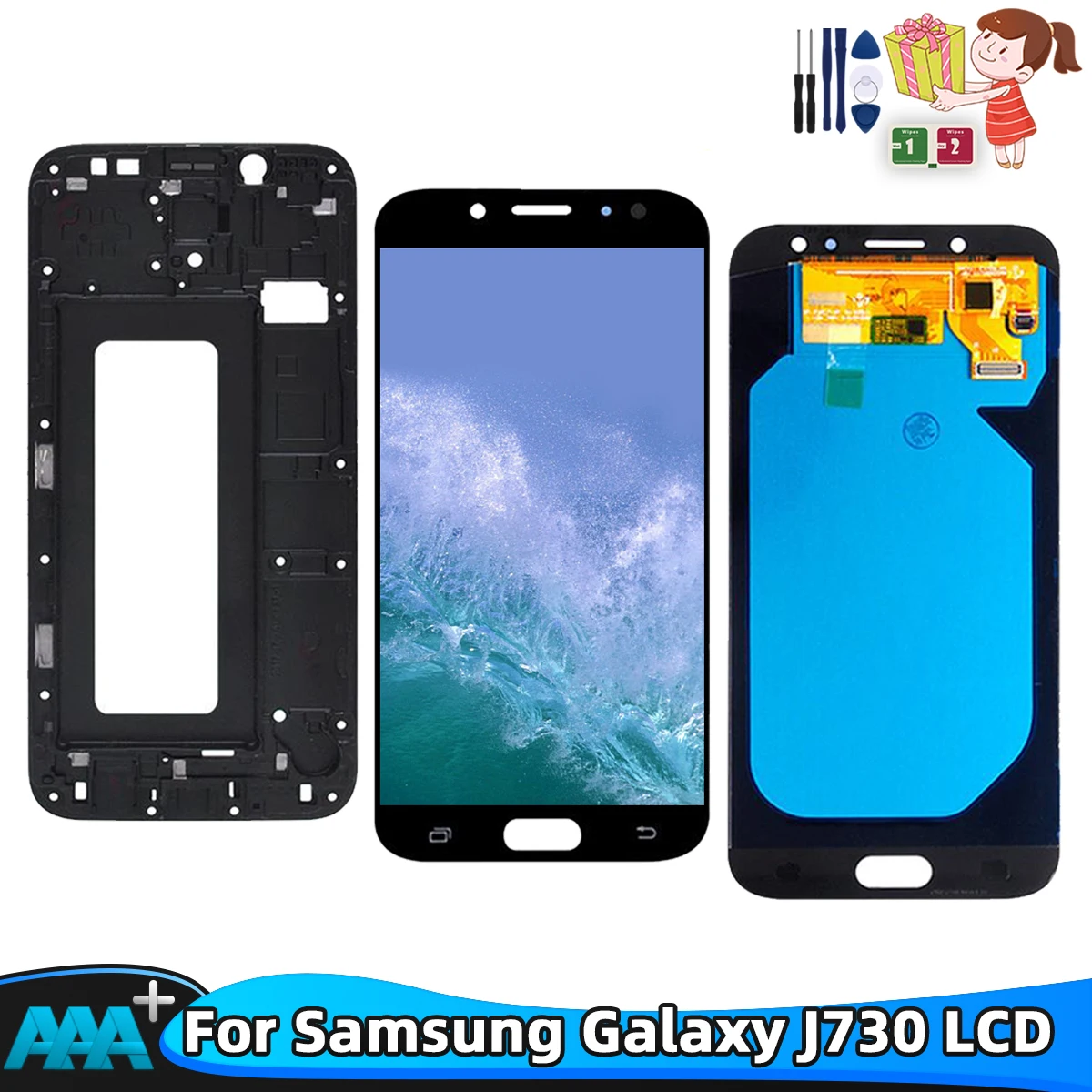 Pantalla LCD SUPER AMOLED 100% probada para Samsung Galaxy J730 J730F J7 Pro 2017, montaje de ...