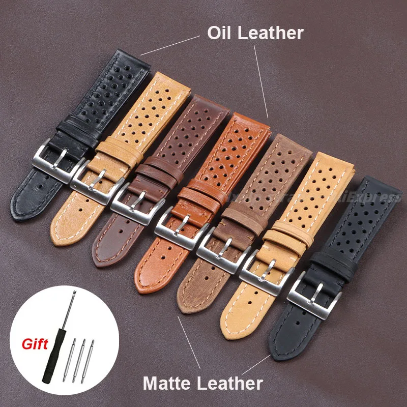 Vintage-Cowhide-Watch-Strap-18mm-20mm-22mm-Breathable-Matte-Oil-Leather ...