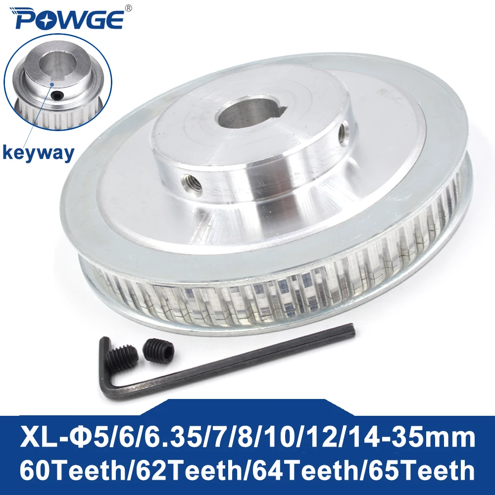 POWGE 60 62 64 65 teeth XL Timing Pulley Bore 5/6/6.35/7/8/10/12/14/15 ...