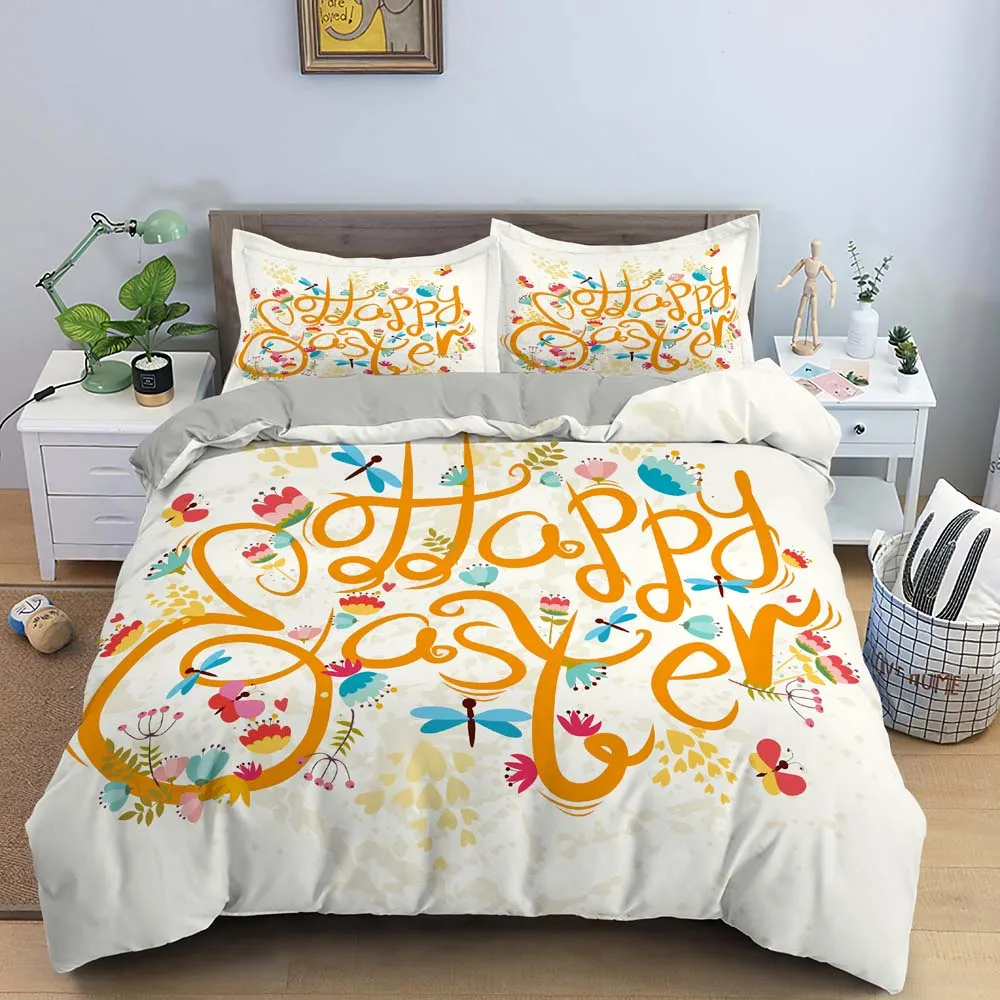 Easter Bunny Print Duvet Cover Easter Bedding Set Set King Size Quilt ...