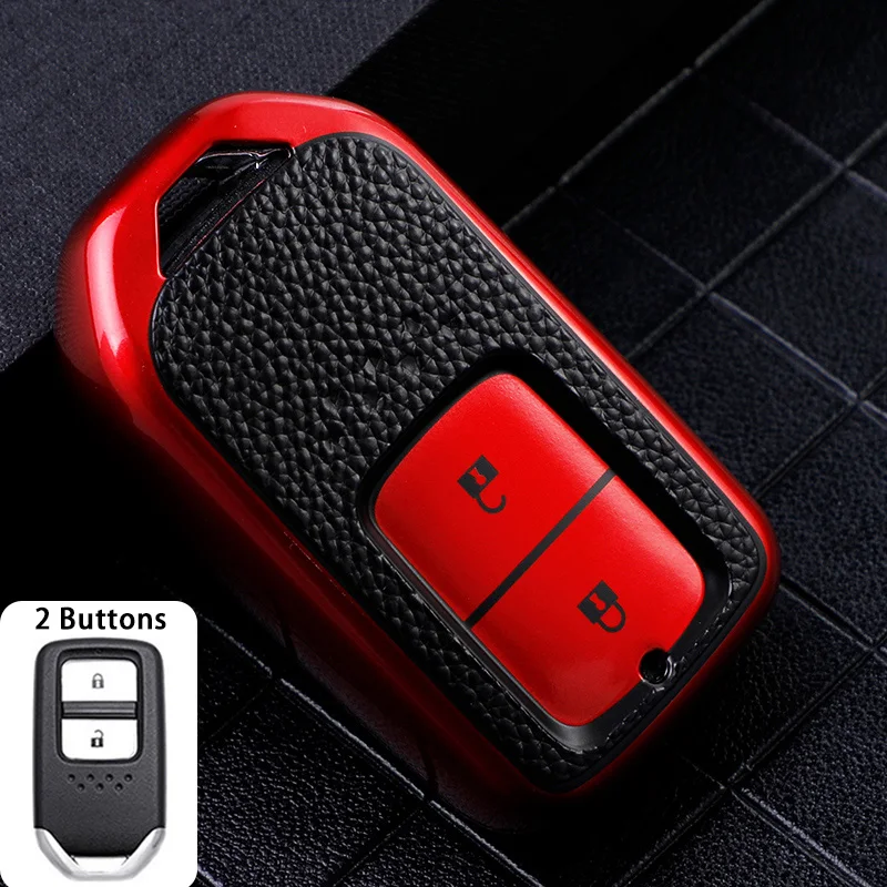 Leather Car Remote Key Case Cover Shell For Honda Crv Cr-v Fit Civic ...