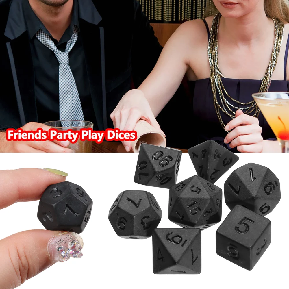 7Pcs-Polyhedral-Black-Dice-Set-Game-Dice-For-TRPG-DND-Polyhedral-Dice ...