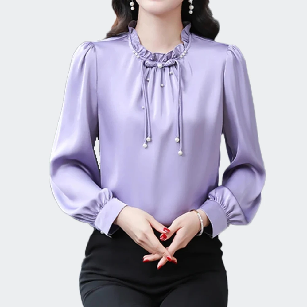 Ladies-Sweet-Purple-Pink-Blouse-Office-Work-Shirts-Women-Casual-Tops ...