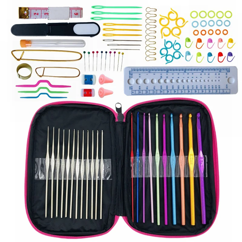 Crochet-Hook-Kit-Include-Needles-Diy-Needle-Stitch-Markers-Scissors ...