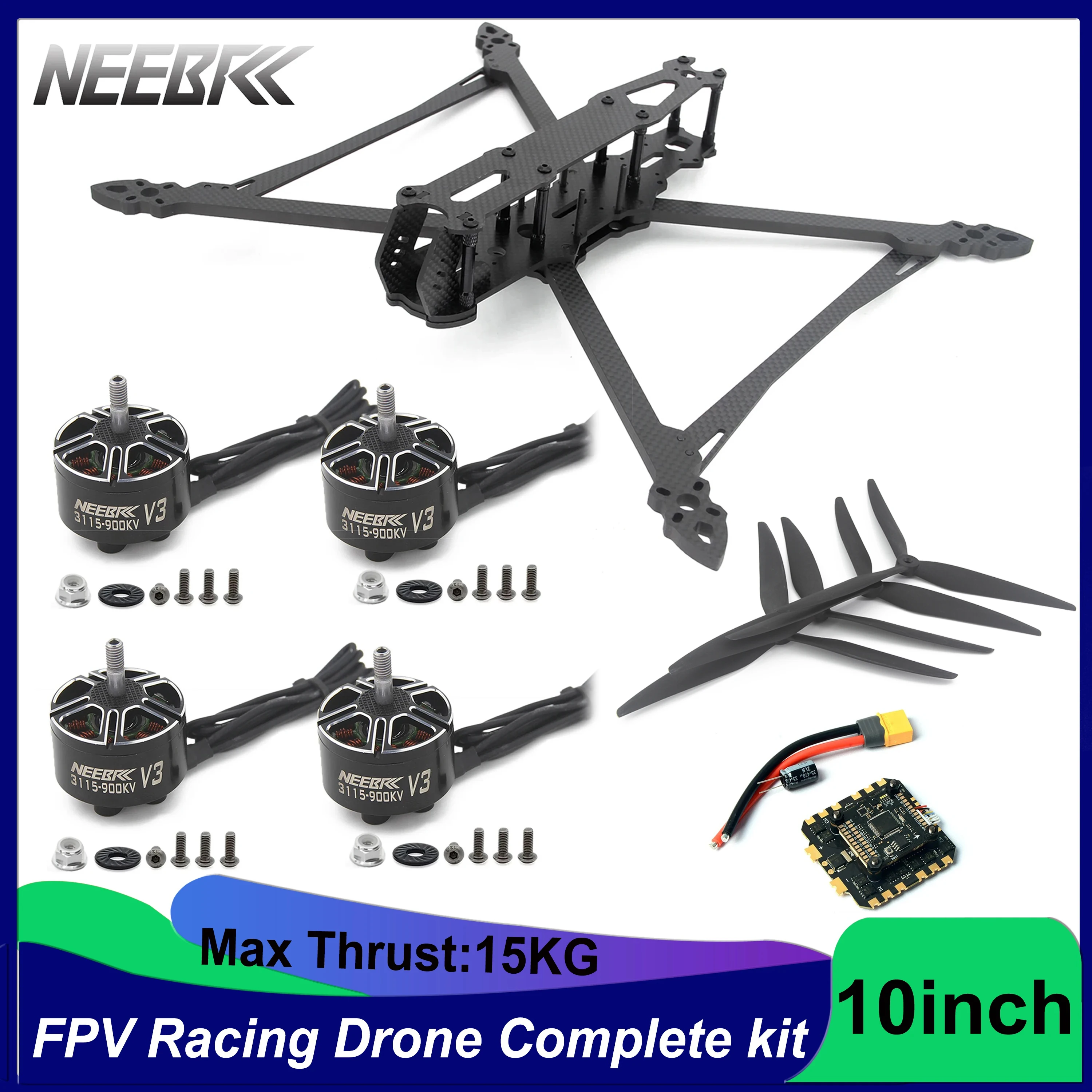FPV-Racing-Drone-10inch-427mm-Frame-Kit-3115-900KV-Brushless-Motor-80A ...