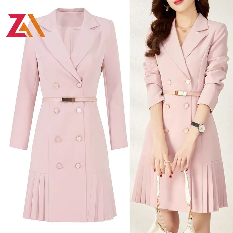 ZALady-minivestido-Blazer-de-manga-larga-para-mujer-ropa-rosa-con ...