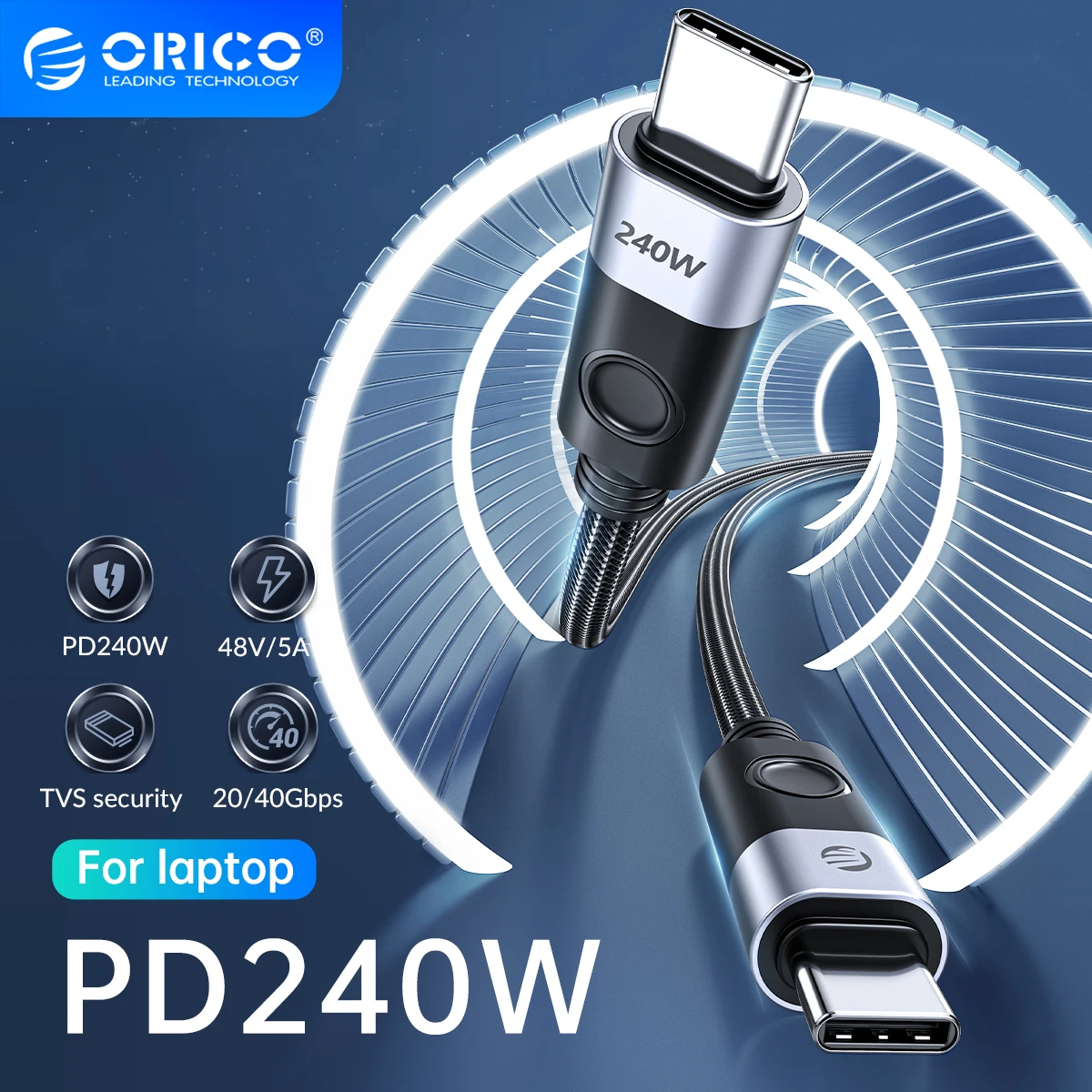 ORICO 240W USB C Cable Fast Charging Cord 40Gbps Data Transfer 8K@60Hz ...