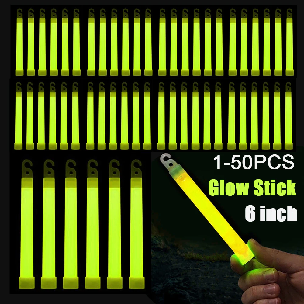 1-50pcs-Glow-Sticks-with-Hook-6-inch-Fluorescence-Light-for-Hiking ...