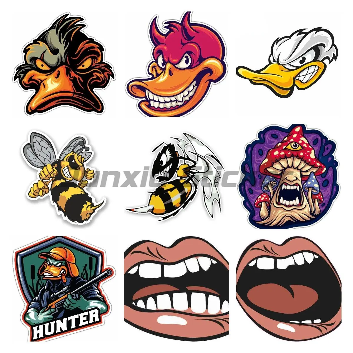 Angry Duck Bee Shark Beaver Bumper Car Decal Vinyl Window Bumper Racing ...