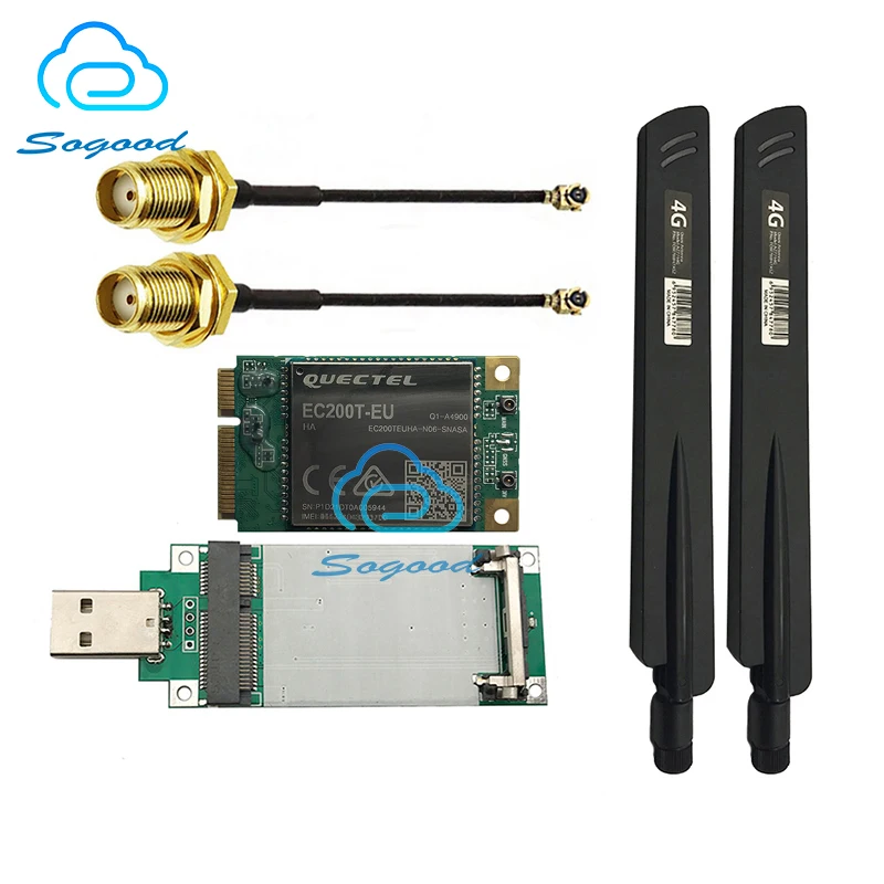 Quectel Módulo EC200T EU mini pcie LTE Cat4 con antena 4G, adaptador Mini Pcie a USB, cable ...