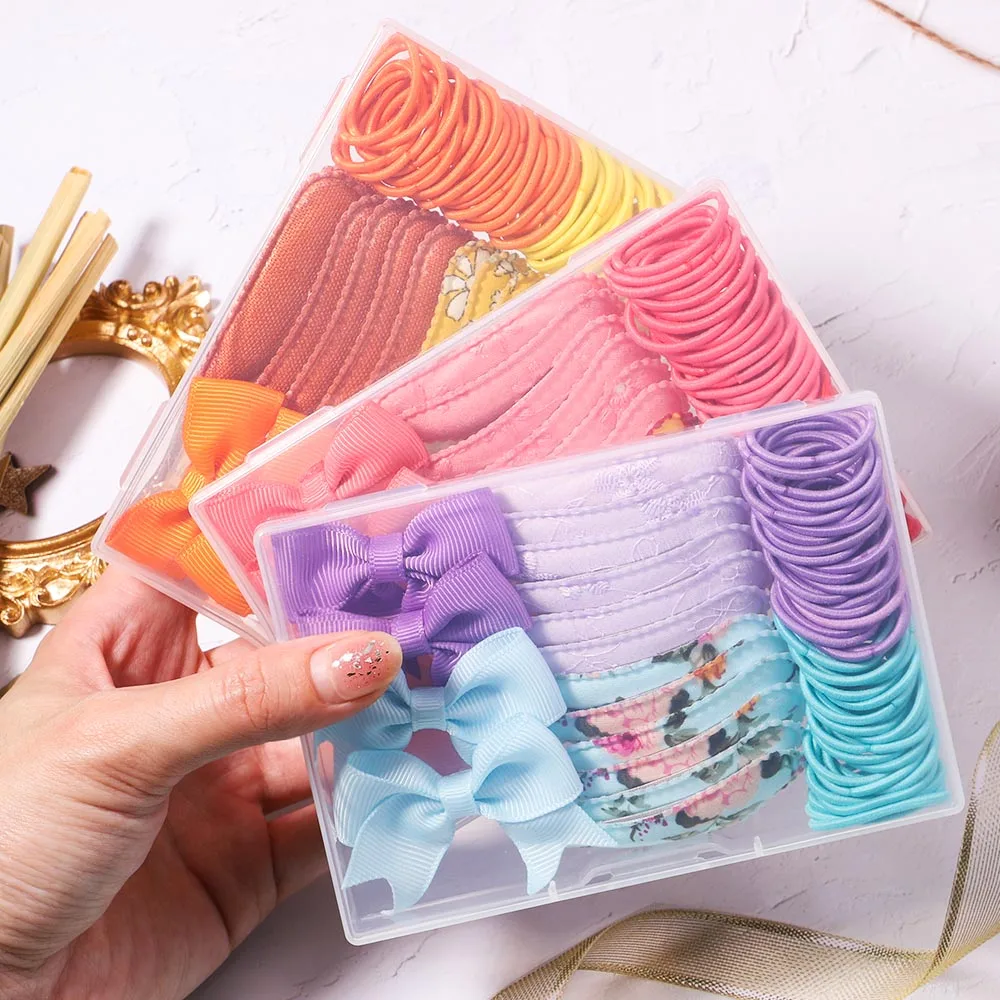 A Box Of Kids Girls Basic Hair Clips Ropes Sets Lovely Bb Hairpins ...