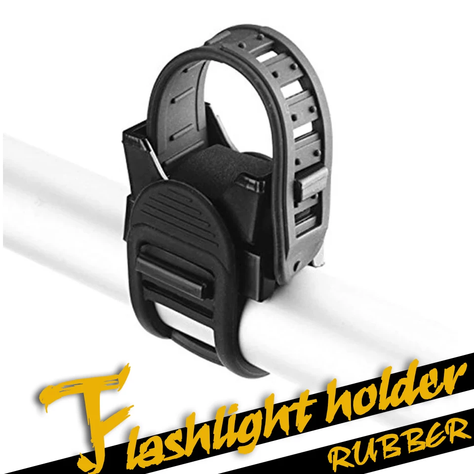 Black Rubber Bike Front Lamp Light Clamp Headlight Holder Rotatable ...