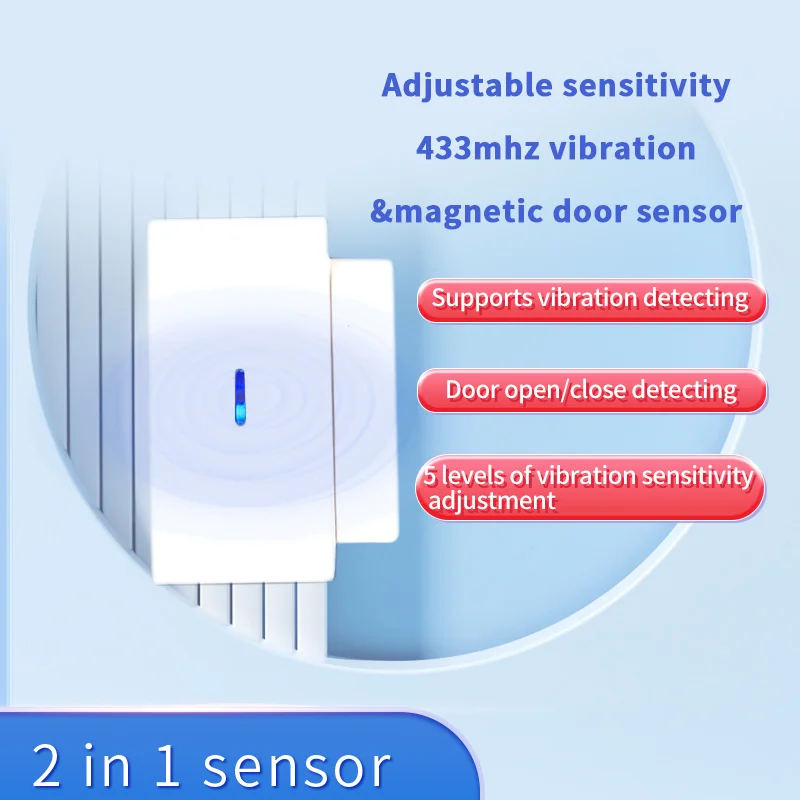 433MHz 5-Level Sensitivity Adjustment Window Glass Break Vibration ...