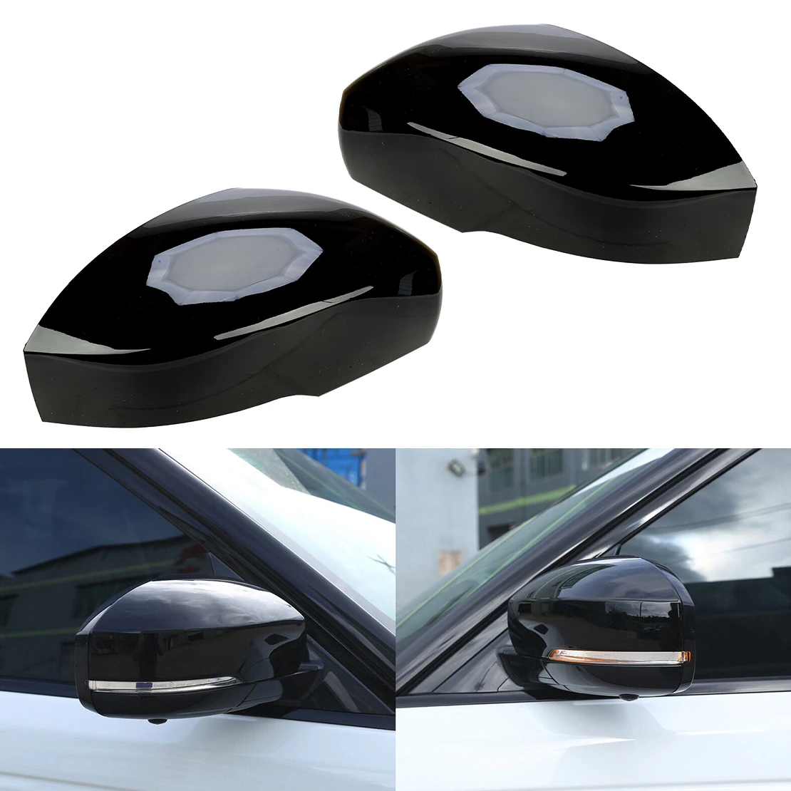 1-Pair-Glossy-Black-Car-Front-Left-Right-Side-View-Mirror-Cover-Cap-Fit ...
