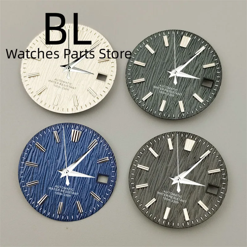 BLIGER-29mm-Birch-Texture-Watch-Dial-And-Hand-SET-With-Silver-Indices ...