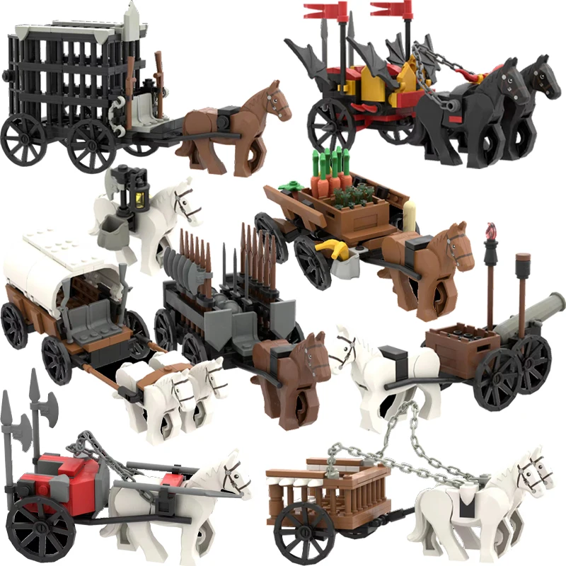 DIY-Medieval-Cattle-Trailer-Horse-Carriage-Building-Block-Castle-Knight ...