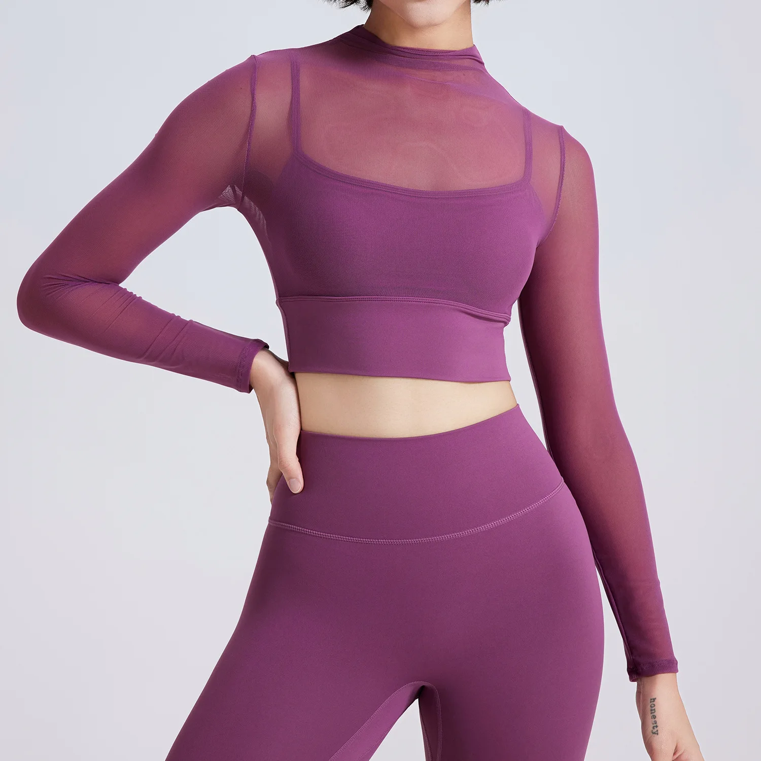 Women-Padded-Yoga-Shirts-Long-Sleeve-Yoga-Crop-Tops-Running-Shirts-Gym ...