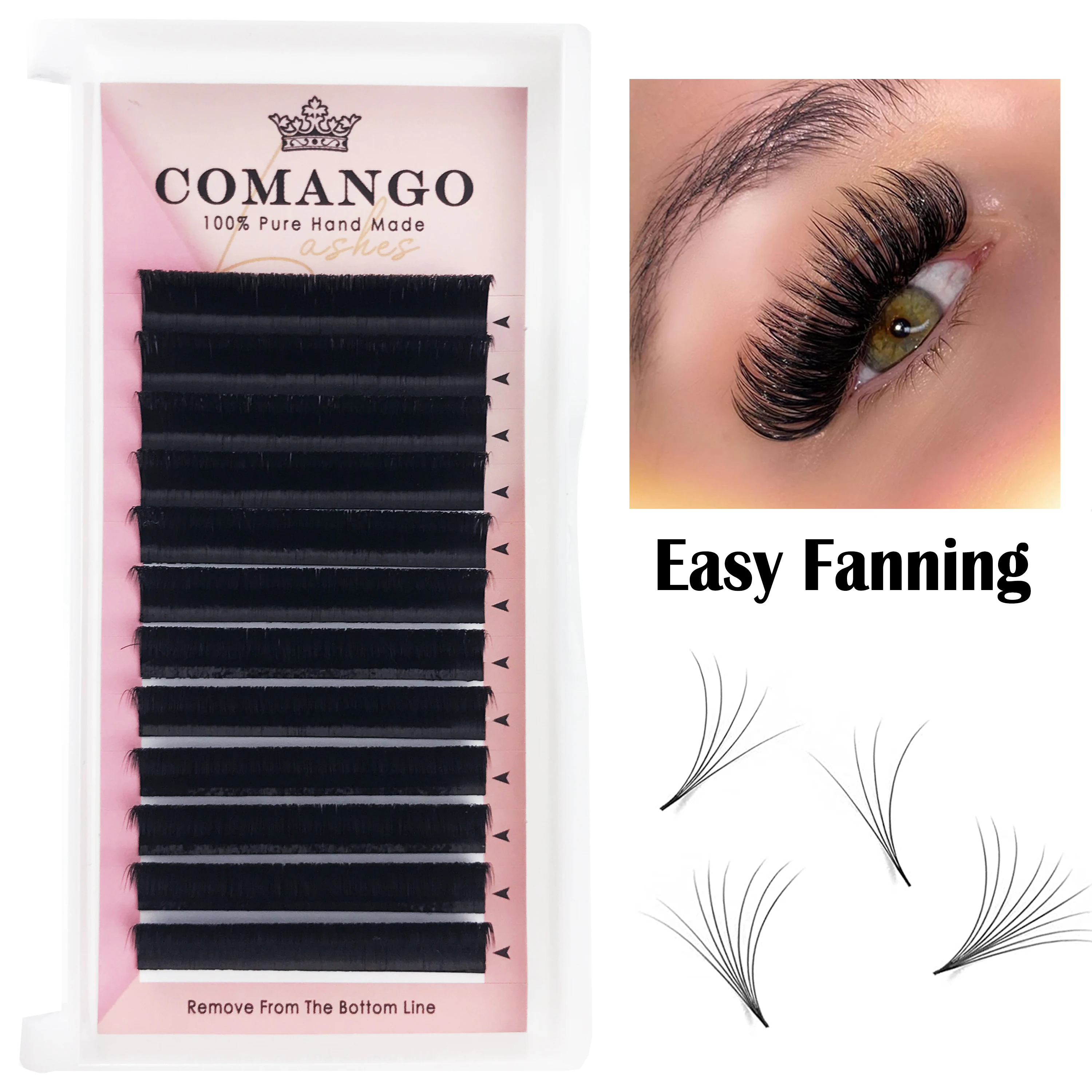 0.03mm Cashmere Easy Fanning Eyelash Extensions 8~25 Mm Fast Fanning Lashes Self Blooming Volume ...
