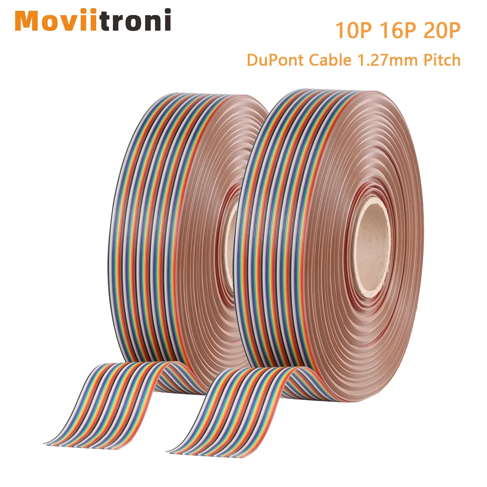 1M 10P/16P/20P DuPont Cable 1.27mm PITCH 28AWG Pure Copper Core Flat ...