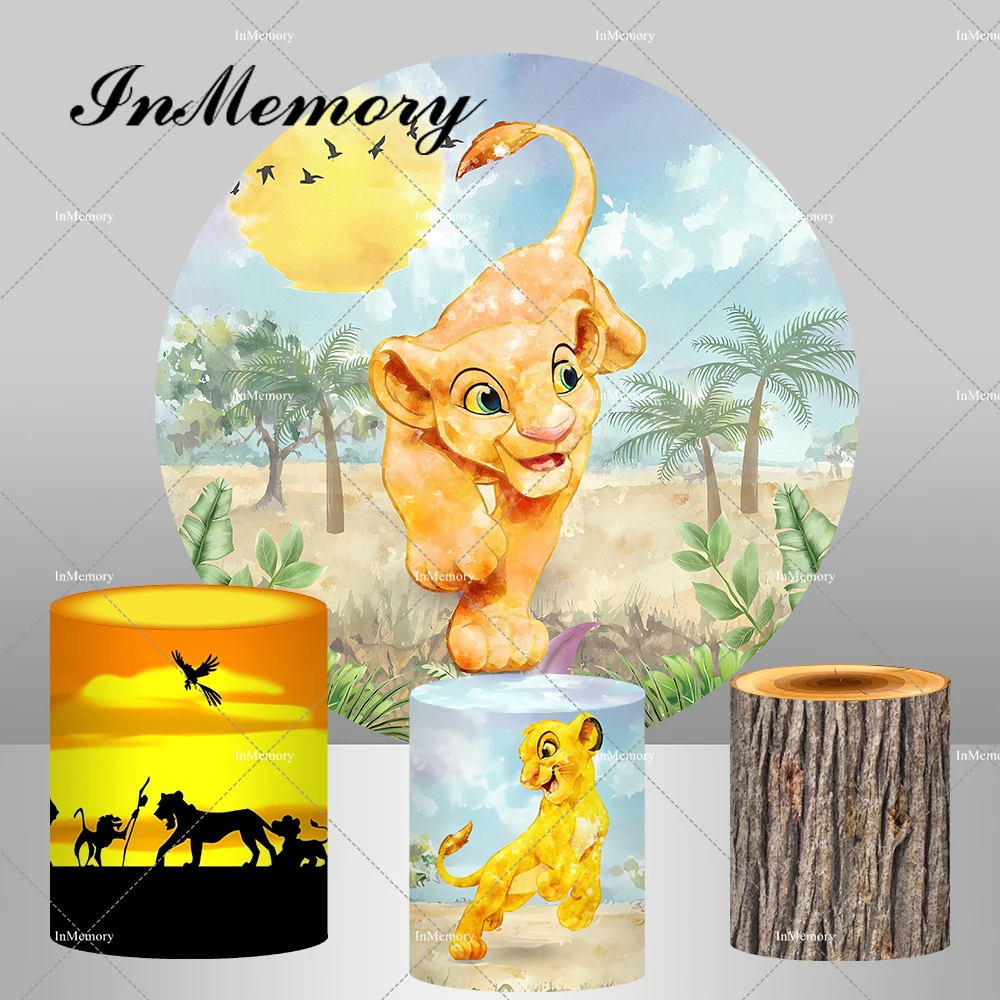 Cartoon-Lion-King-Round-Backdrop-Cover-for-Kids-Baby-Shower-1st ...