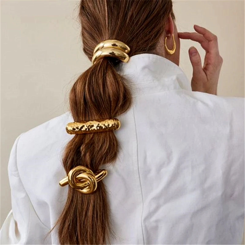 2024-New-Metal-Smooth-Elastic-Hair-Loop-Hairband-Ponytail-Hair-Pin ...