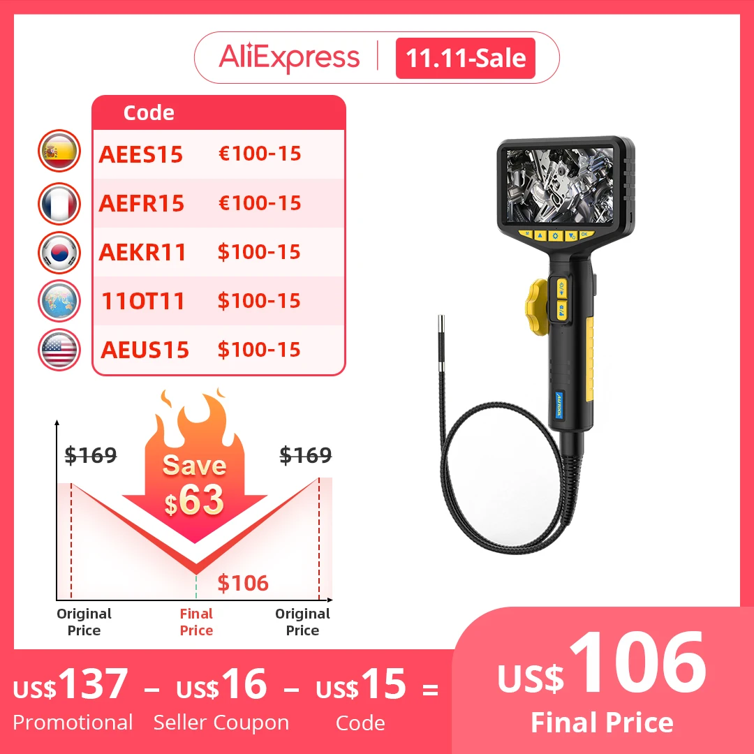 AUTOOL-SVB305-Car-Endoscope-1080-HD-200W-Pixel-5-Inchhd-Display-with ...