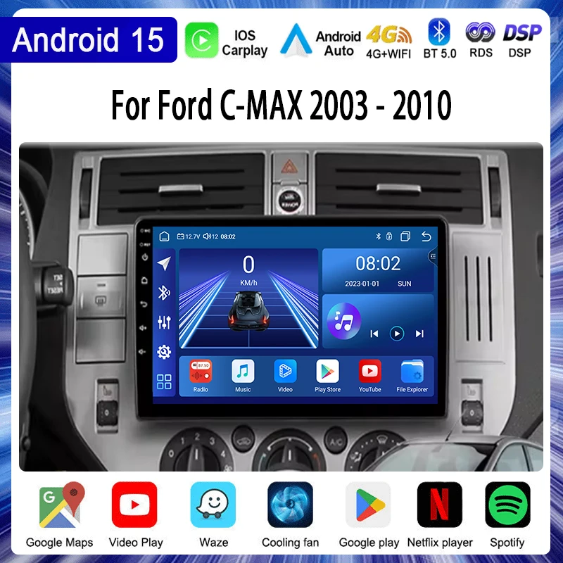 Car Radio For Ford C-MAX 2003 - 2010 Multimedia Video Player Navigation ...