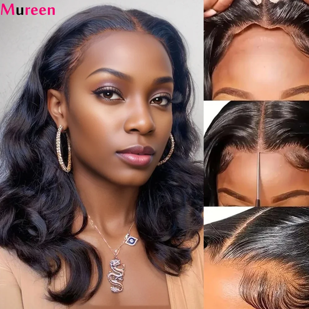 Mureen-Glueless-Bob-Wig-para-Mulheres-Fecho-de-Renda-Cabelo-Humano-Onda ...