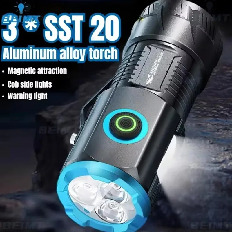 Mini-3LED-Flashlight-Ultra-Strong-Portable-Lights-5-Lighting-Modes-USB ...