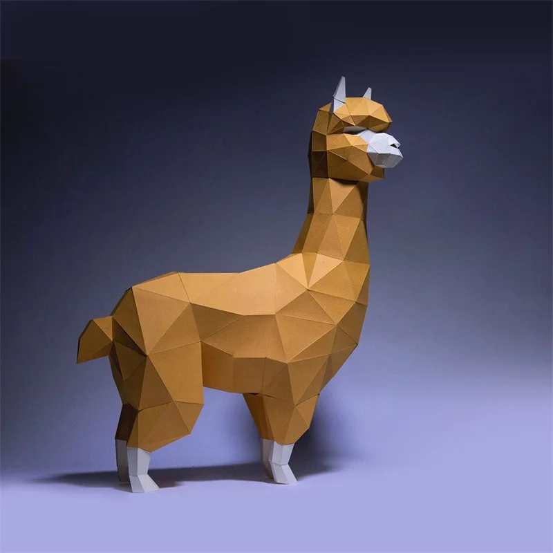 Alpaca-3D-Paper-Model-DIY-Cartoon-Animal-Low-Poly-Papercraft-Creative ...