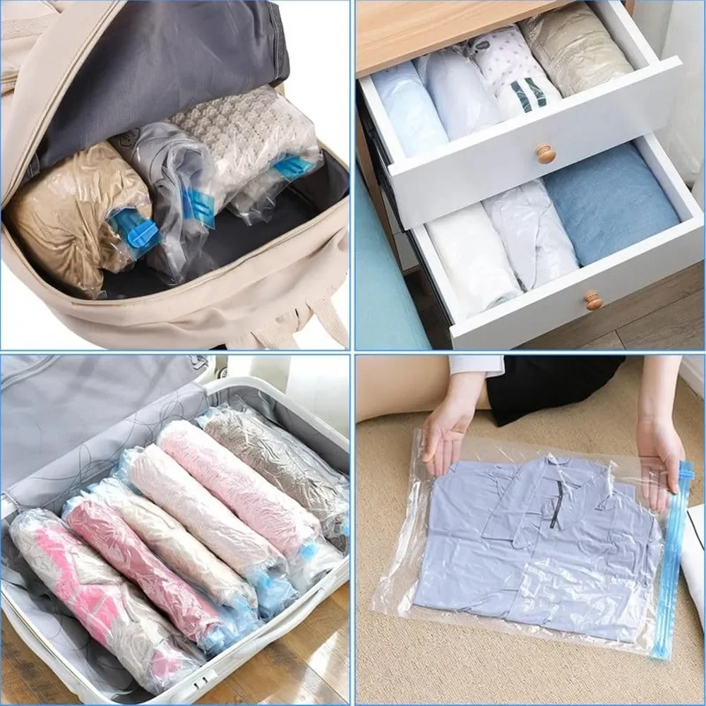 Roll Up Compression Bags Reusable Vacuum Storage Bags for Travel ...