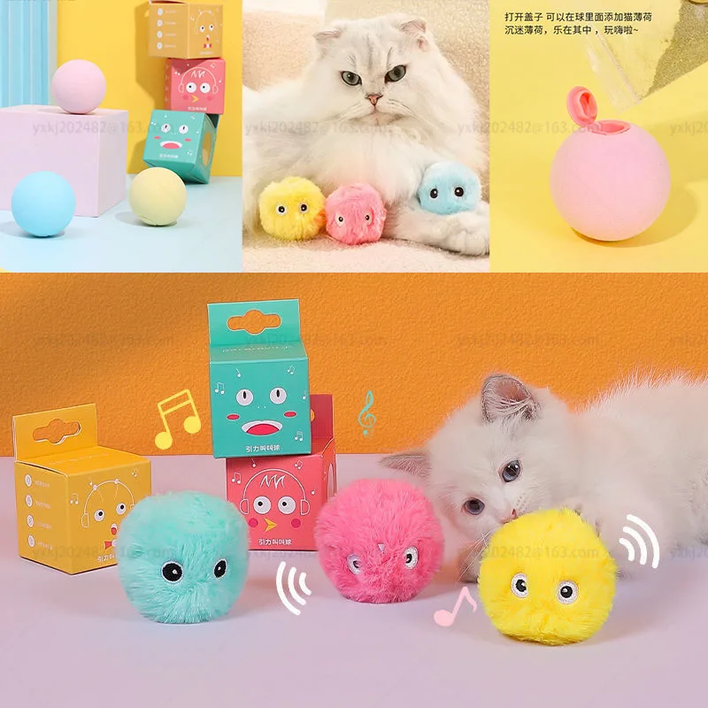 Automatic Ball Launcher Interactive Ball Smart Cat Toys Plush Electric ...