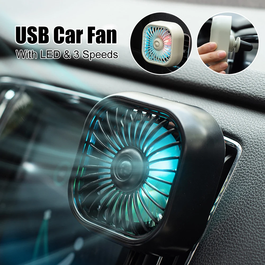 New-Car-Air-Outlet-Fan-Usb-Creative-Dazzle-Little-Fan-Car-Light-Small ...