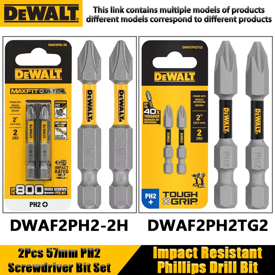 DEWALT 2Pcs 57mm PH2 Screwdriver Bit Set Impact Resistant Phillips ...