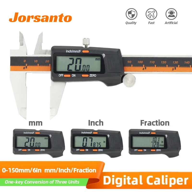 Fraction-Calipers-Vernier-Caliper-150mm-6In-Metal-Digital-Stainless ...