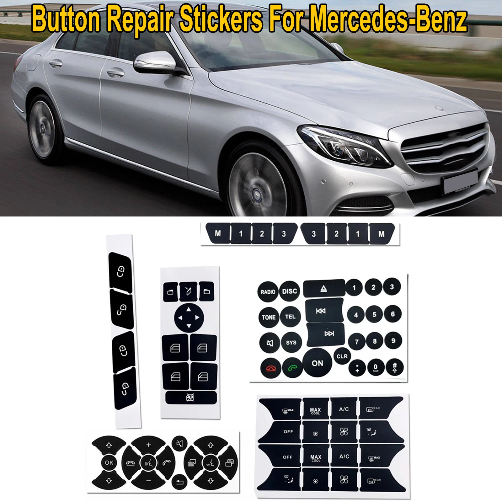 Car-Button-Repair-Sticker-Matte-Stickers-For-Mercedes-For-Benz-W204 ...