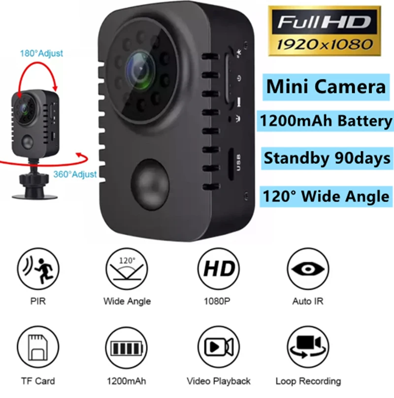 Mini Body Camera HD Wireless 1080P Home Security Pocket Motion ...
