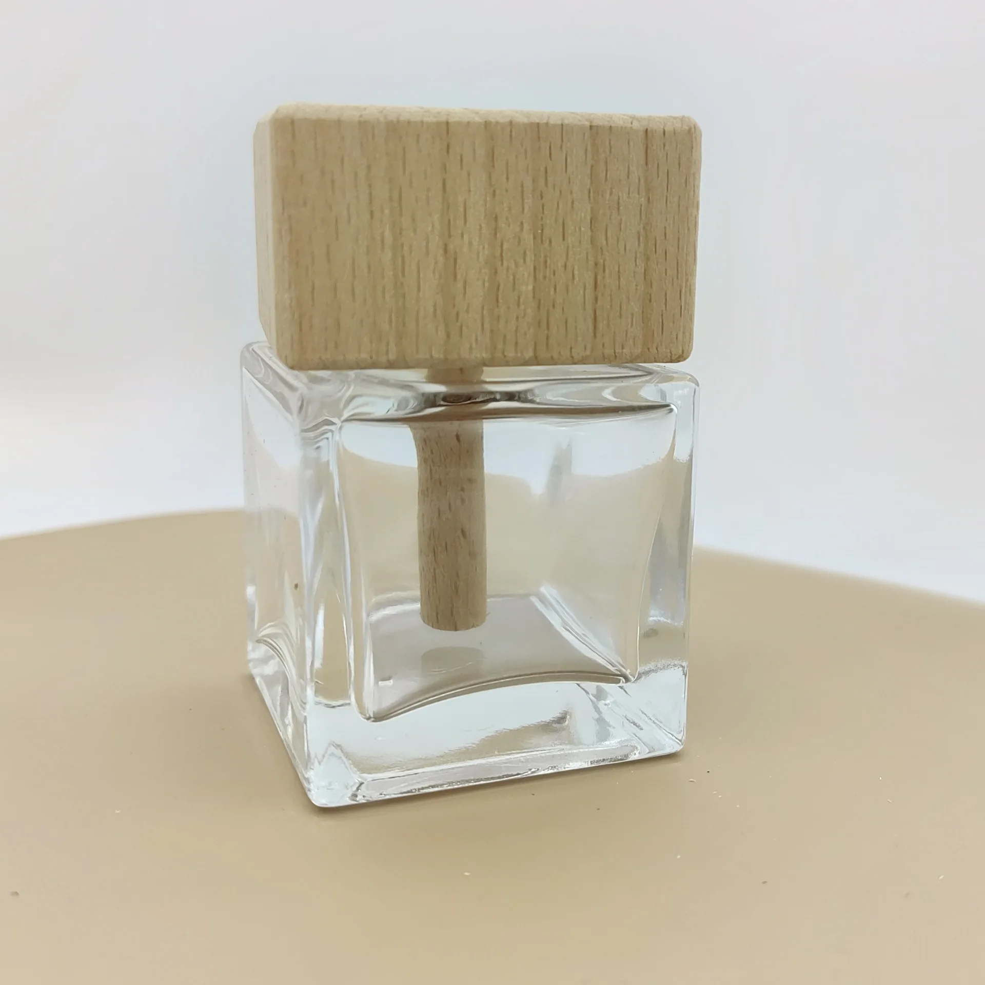 50ml Clear Glass Fragrance Diffuser Bottles with Wooden Cap Empty ...