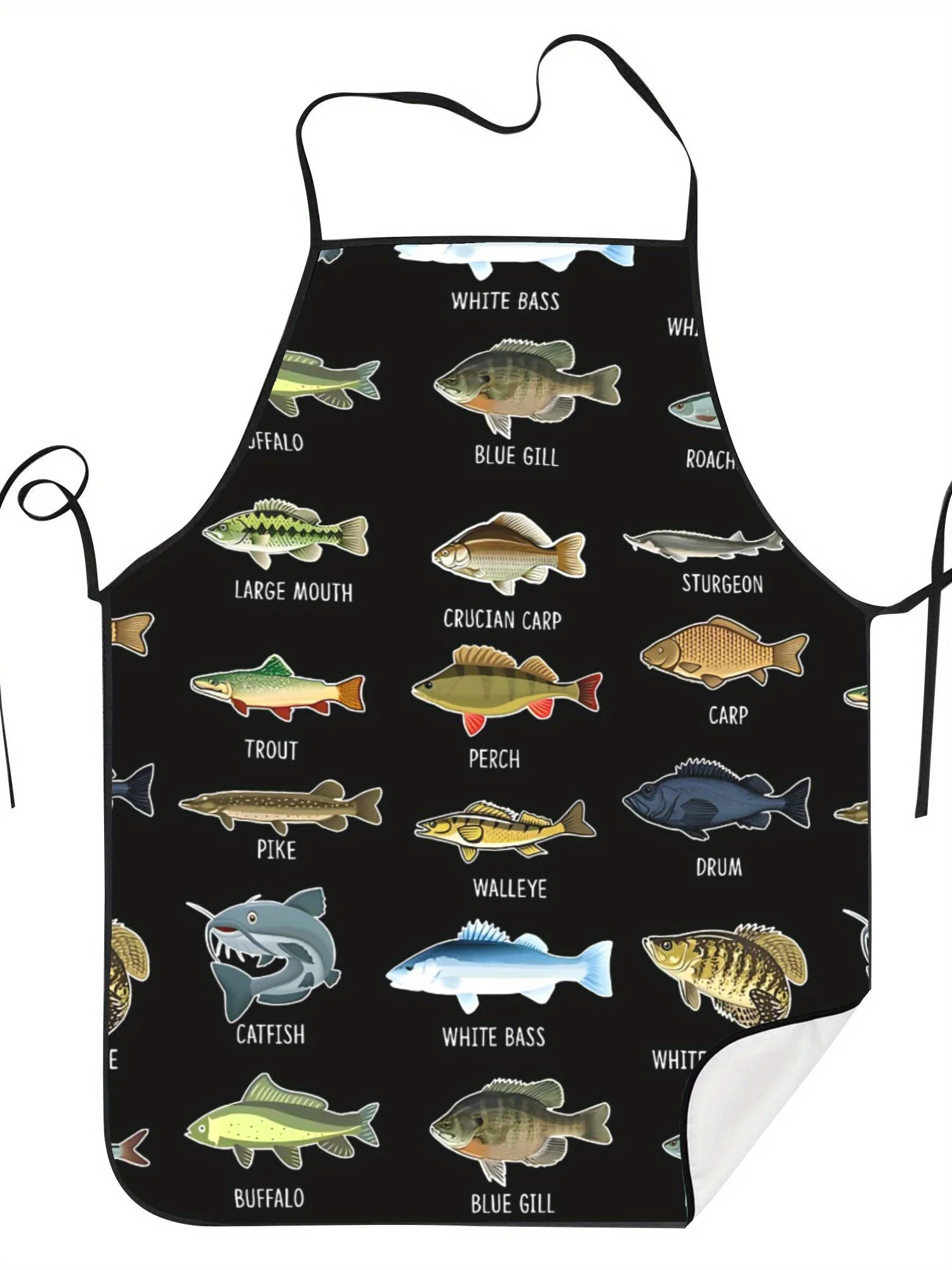 Vintage Style Unisex Fishing Apron – Freshwater Fish Print, Woven ...