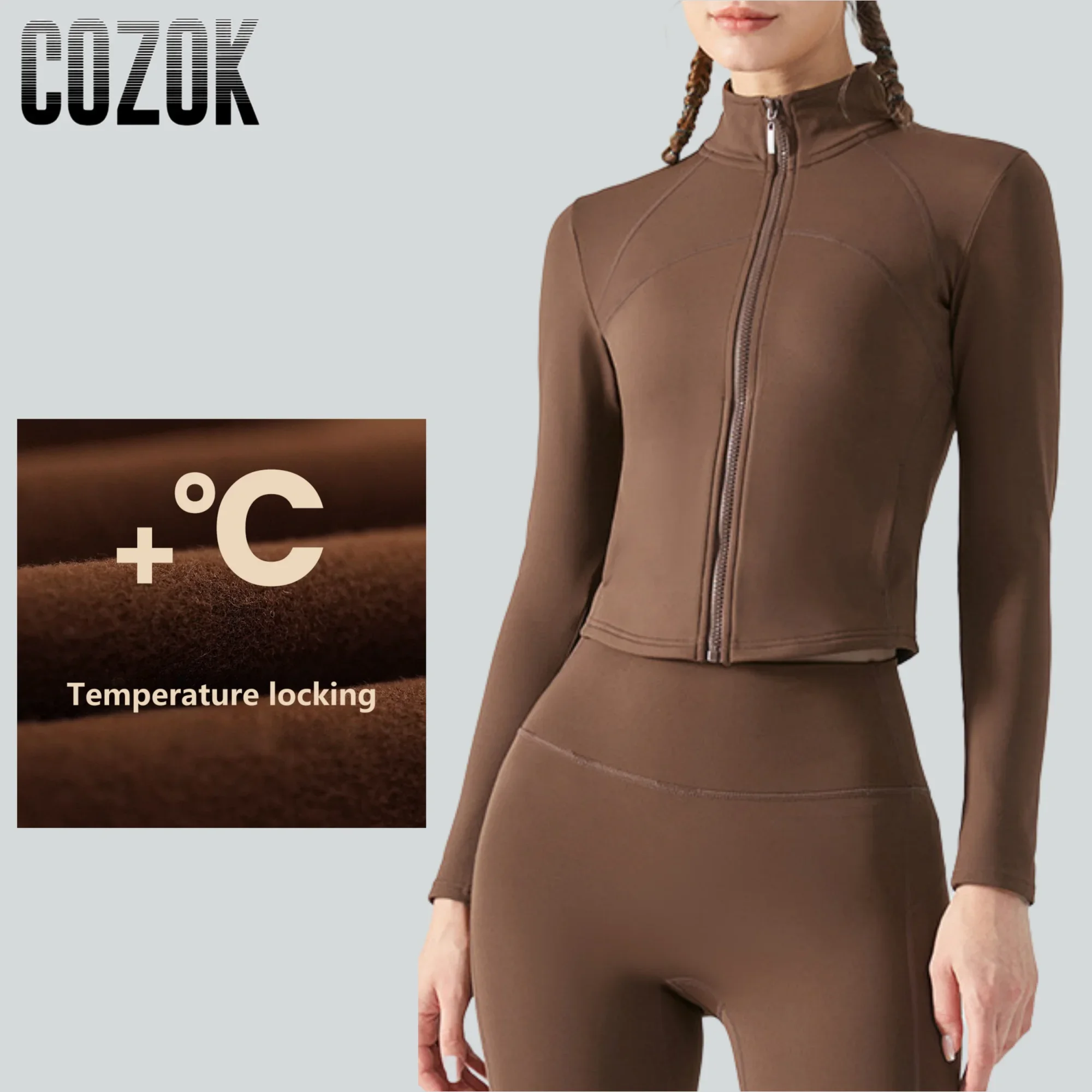 Autumn Winter Sports Jacket for Women Gym Long Sleeve Yoga Jacket Full ...
