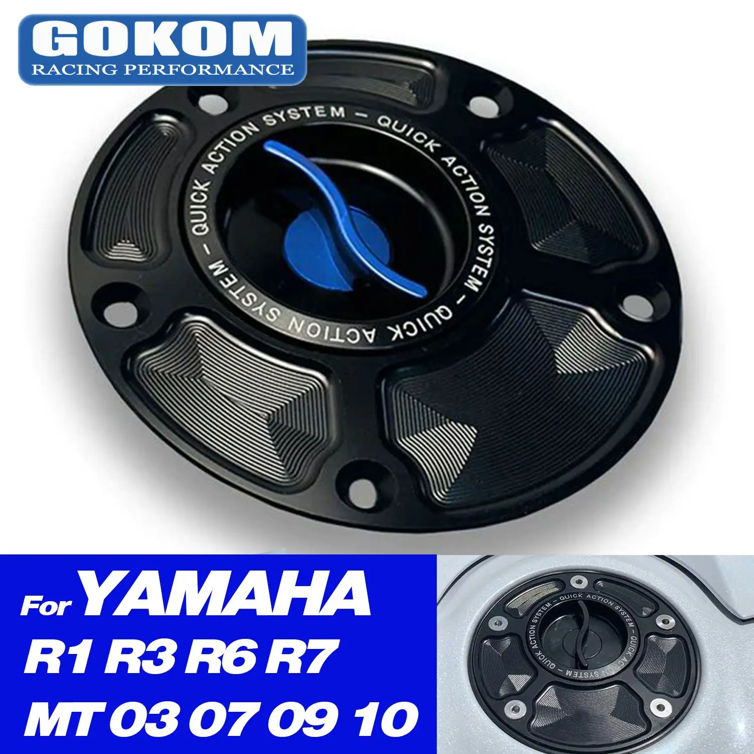 QUICK-ACTION-FUEL-CAP-Aluminum-Alloy-For-YAMAHA-YZF-R3-R6-FZ6-FAZER-YZF ...