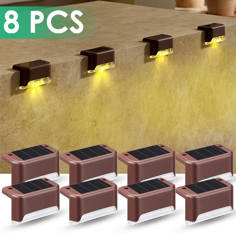 1/4/8pcs LED Solar Step Lamp Path Stair Outdoor Garden Lights ...