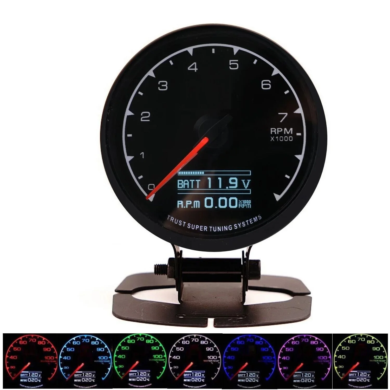 2.5'' 60mm Tachometer Gauge 0-9000 RPM Tacho Meter Black Face Digital ...