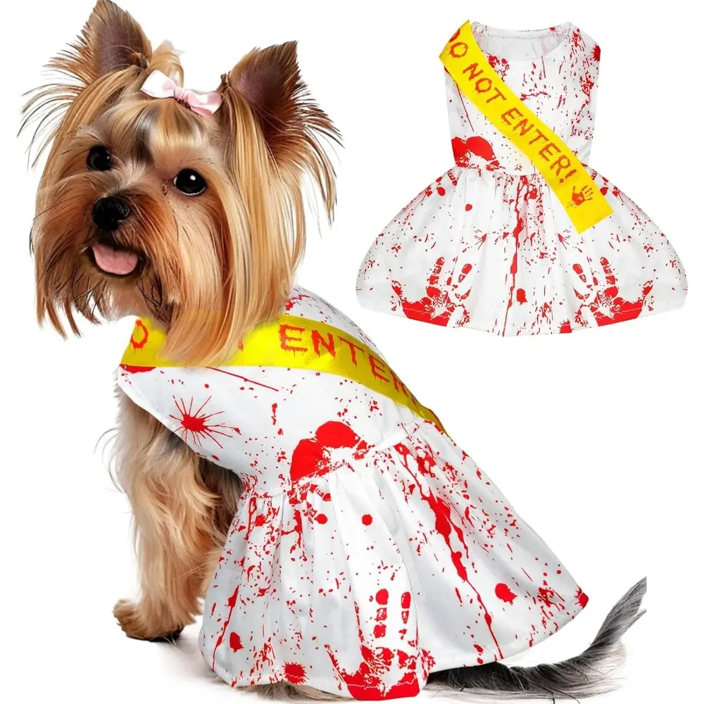 Halloween Bloody Handprint Pet Costume – “DO NOT Enter” Sash for Dogs ...